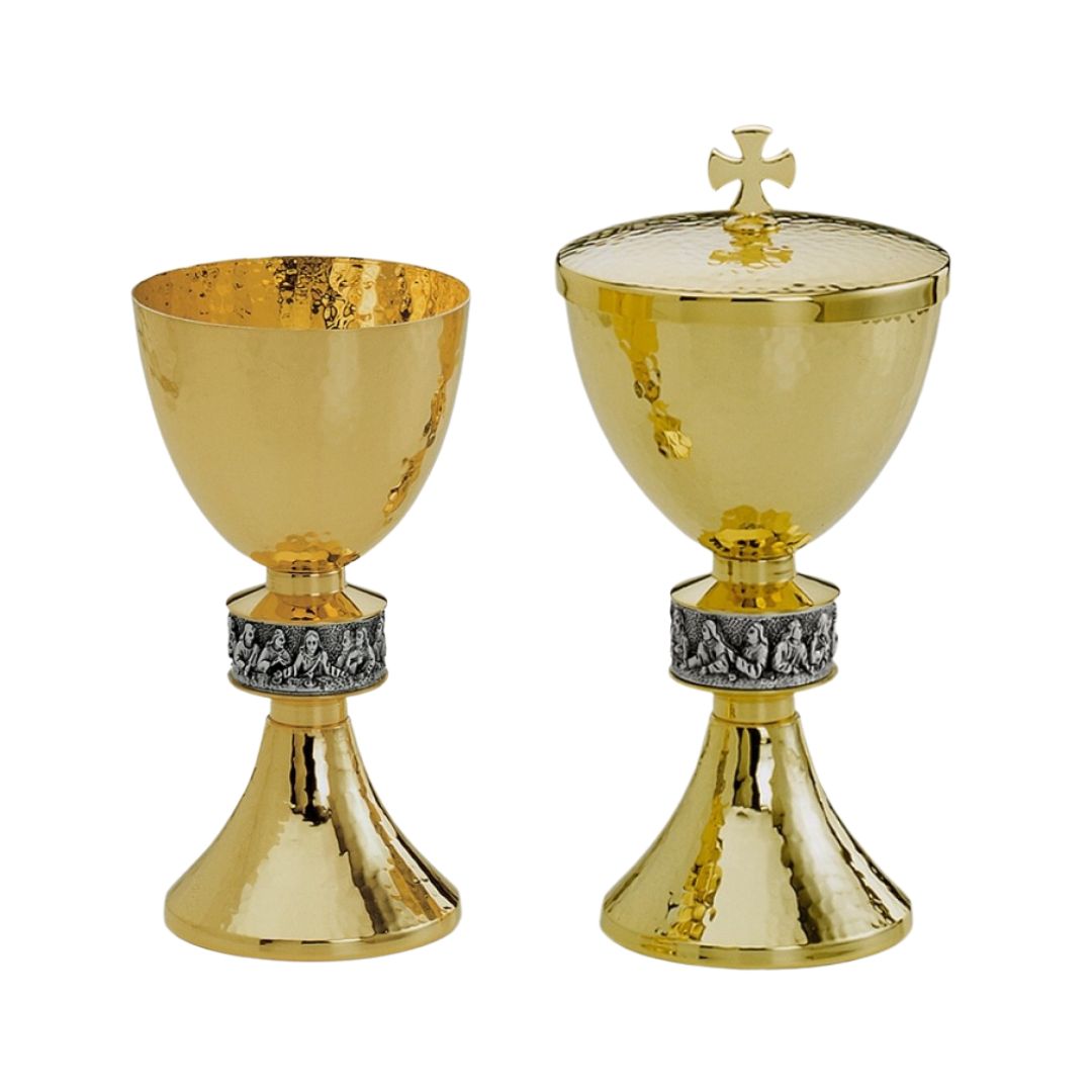 Chalice & Ciborium Set | Node with Last Supper | 197 – The Clergy Store