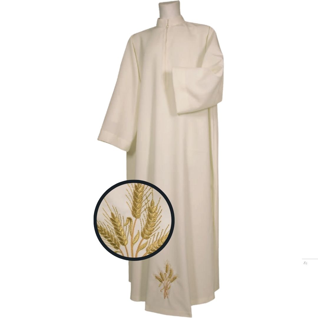 Clergy Slip Over Alb With Zipper in the Front Ivory With Embroidery ...