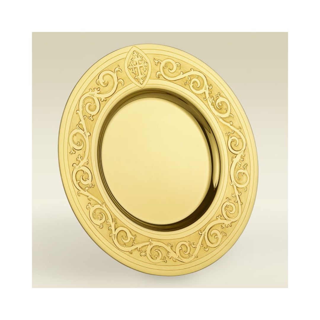 Chalice Well Paten | Floral & Cross Design | 586 – The Clergy Store