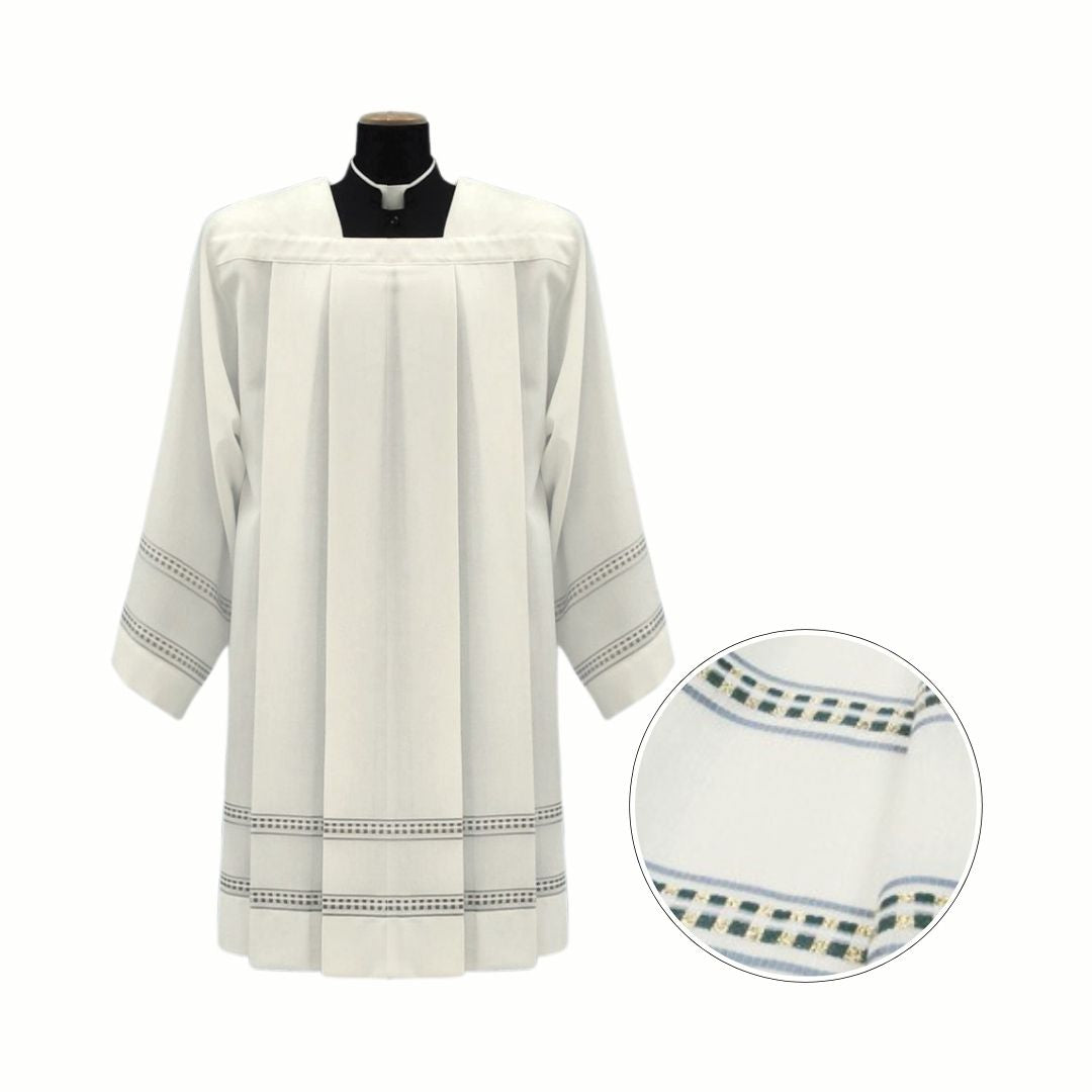 Clergy Surplice With Gold and Grey Thread Woven Hemstitch Insert – The ...