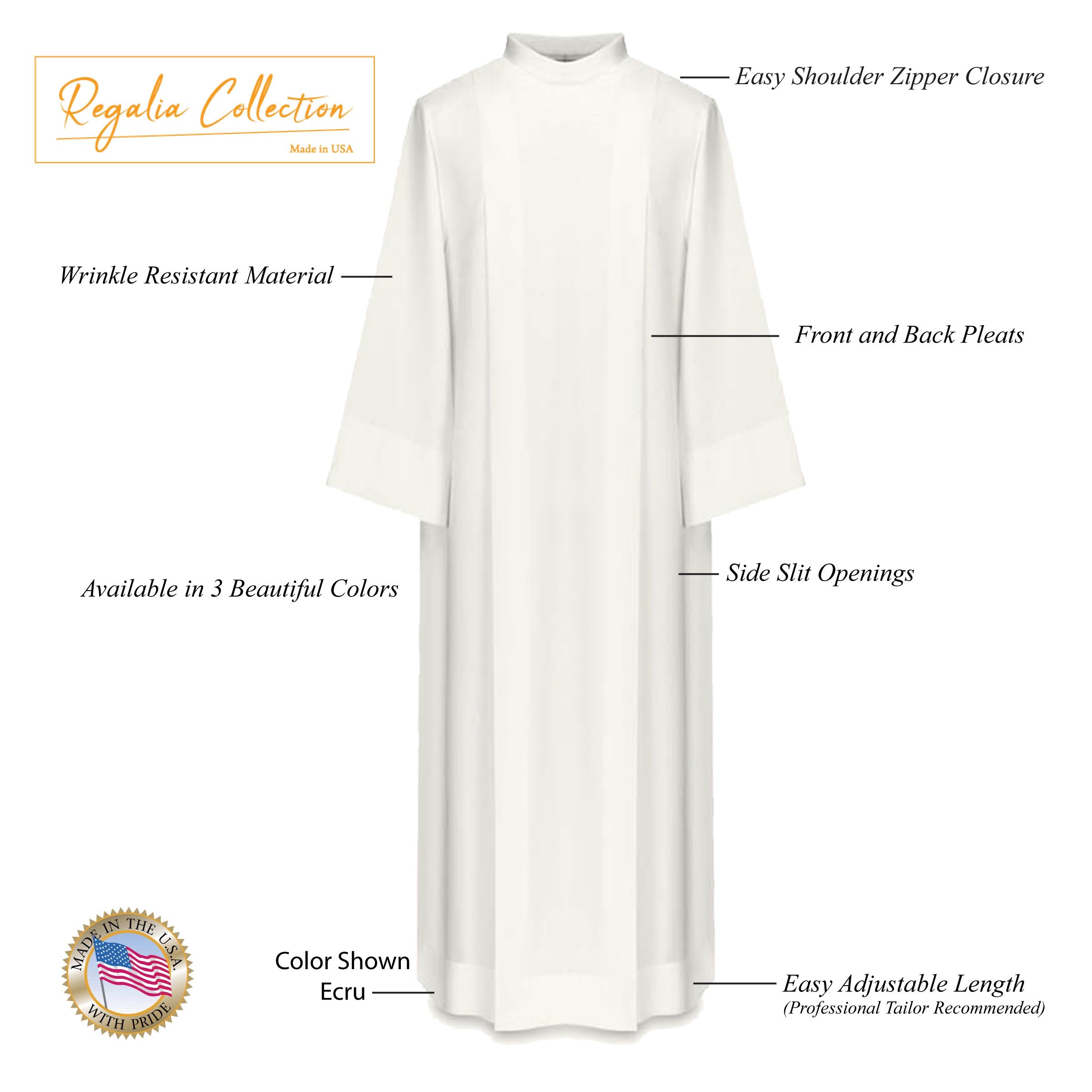 Clergy Slip Over Alb With Zipper On The Shoulder Off-White – The Clergy ...